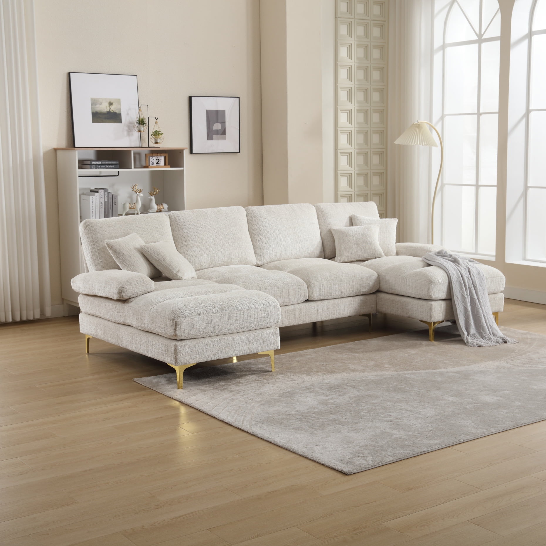 Modular U-Shaped Sectional Sofa, Modern Chenille Upholstered Sectional ...