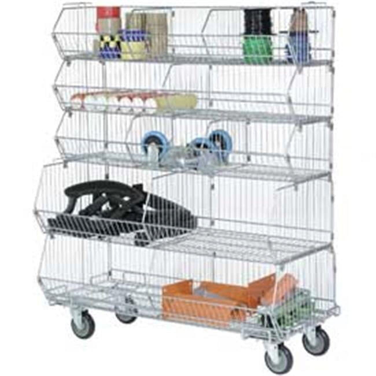 Modular Wire Stacking Bin Basket Rack with 5 Wire Bins - Chrome - 36 x ...