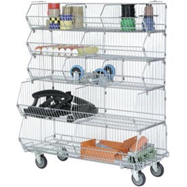 Modular Wire Stacking Bin Basket Rack with 5 Wire Bins - Chrome - 36 x ...
