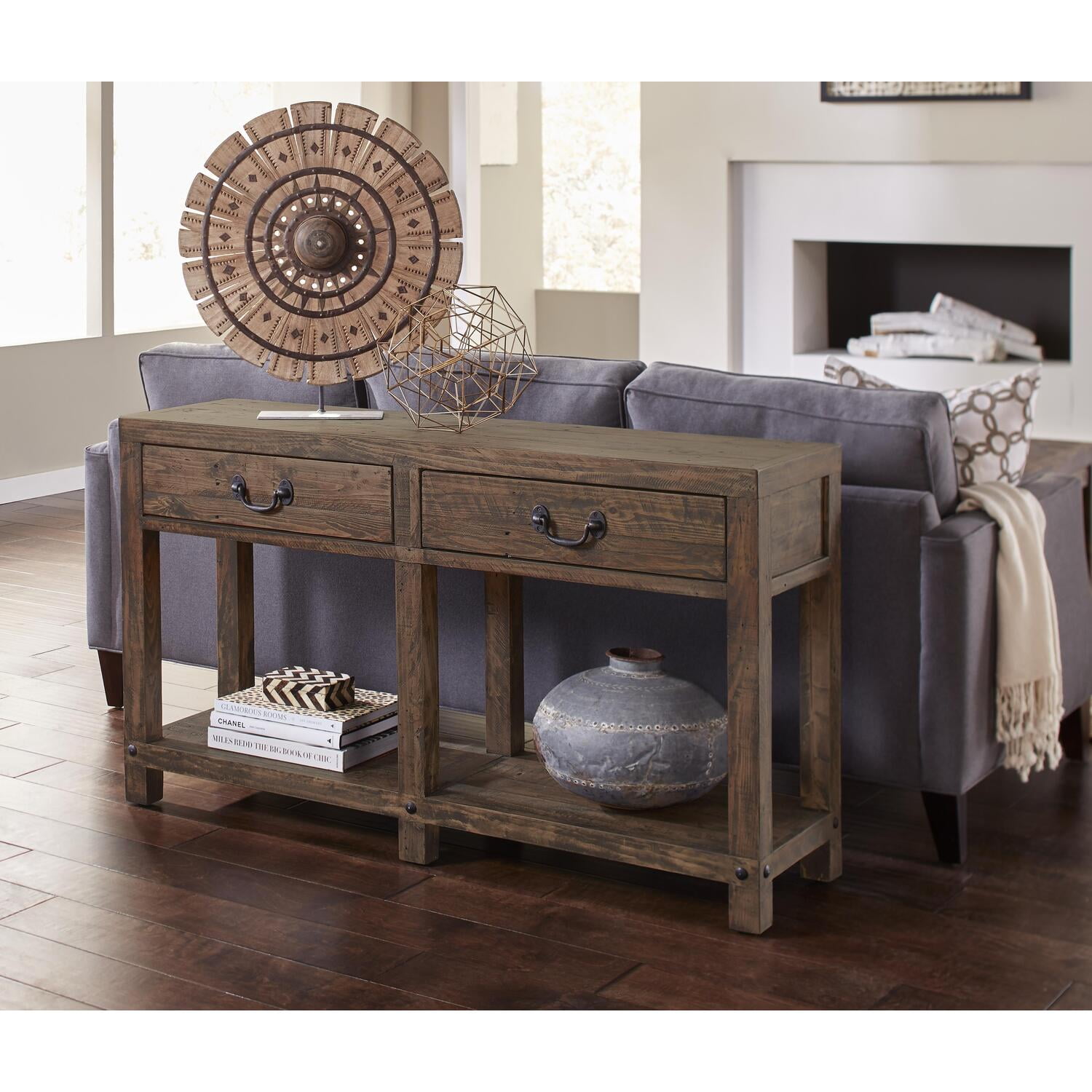 Modus Furniture International Craster Reclaimed Wood Console Table in Smoky Taupe Walmart