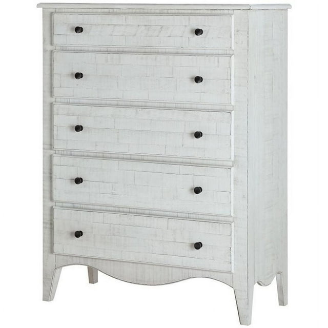 Modus Ella 5 Drawer Solid Wood Chest in Weathered White Wash - Walmart.com
