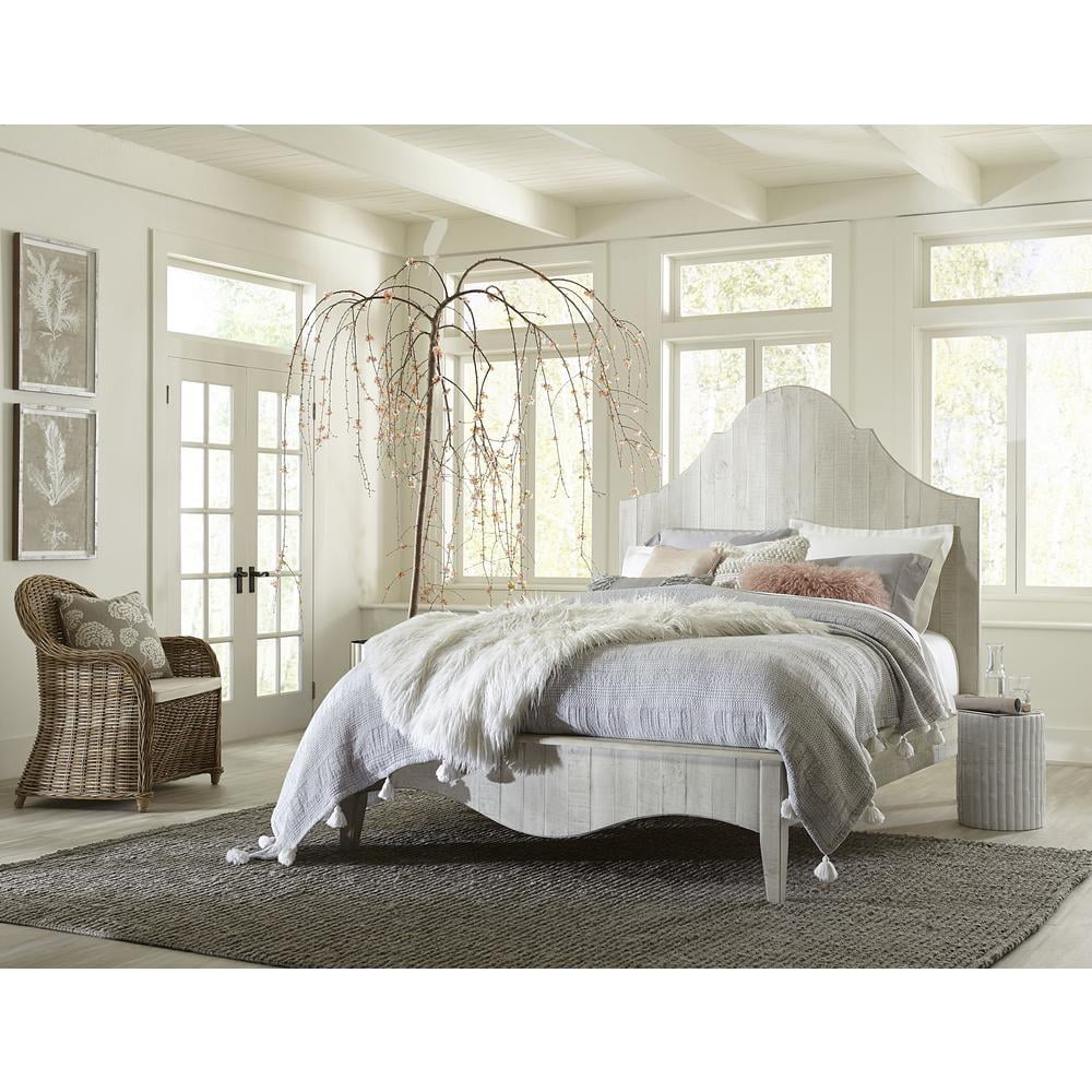 Modus Ella California King Solid Wood Scroll Bed in White Wash ...