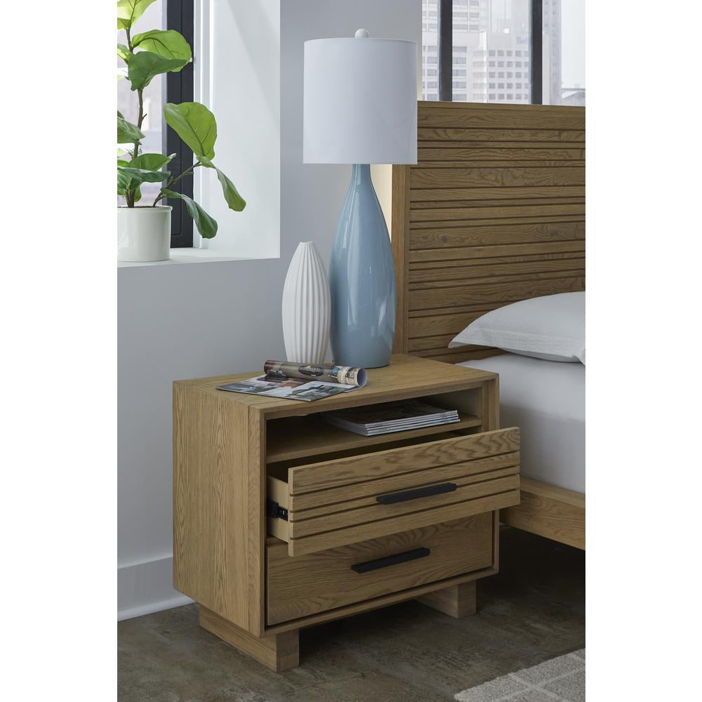 Modus Furniture Batten Two Drawer One Shelf USB-Charging Nightstand in ...