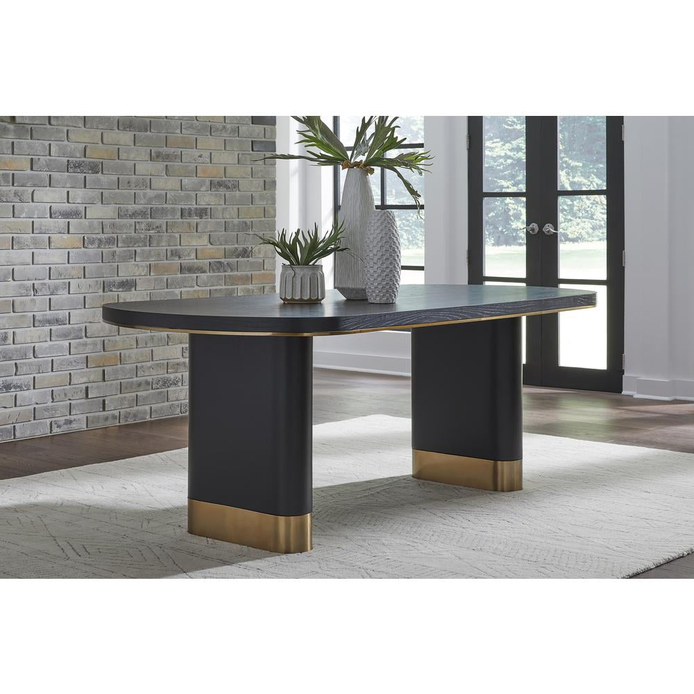 Modus Furniture Doheny Wood and Metal Oval Dining Table in Black and ...