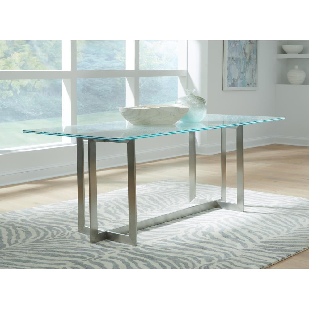 Eliza Cracked Glass Kitchen Dining Table by Modus Furniture in Brushed ...