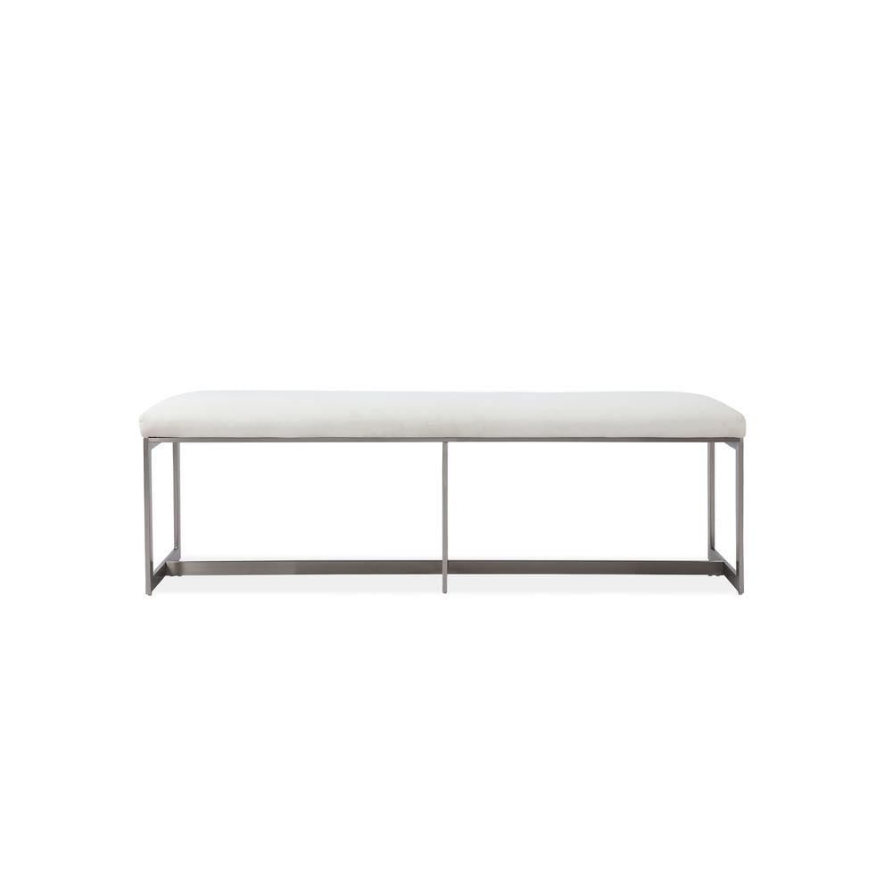 Modus Furniture Eliza Upholstered Dining Bench in Pearl and Brushed ...