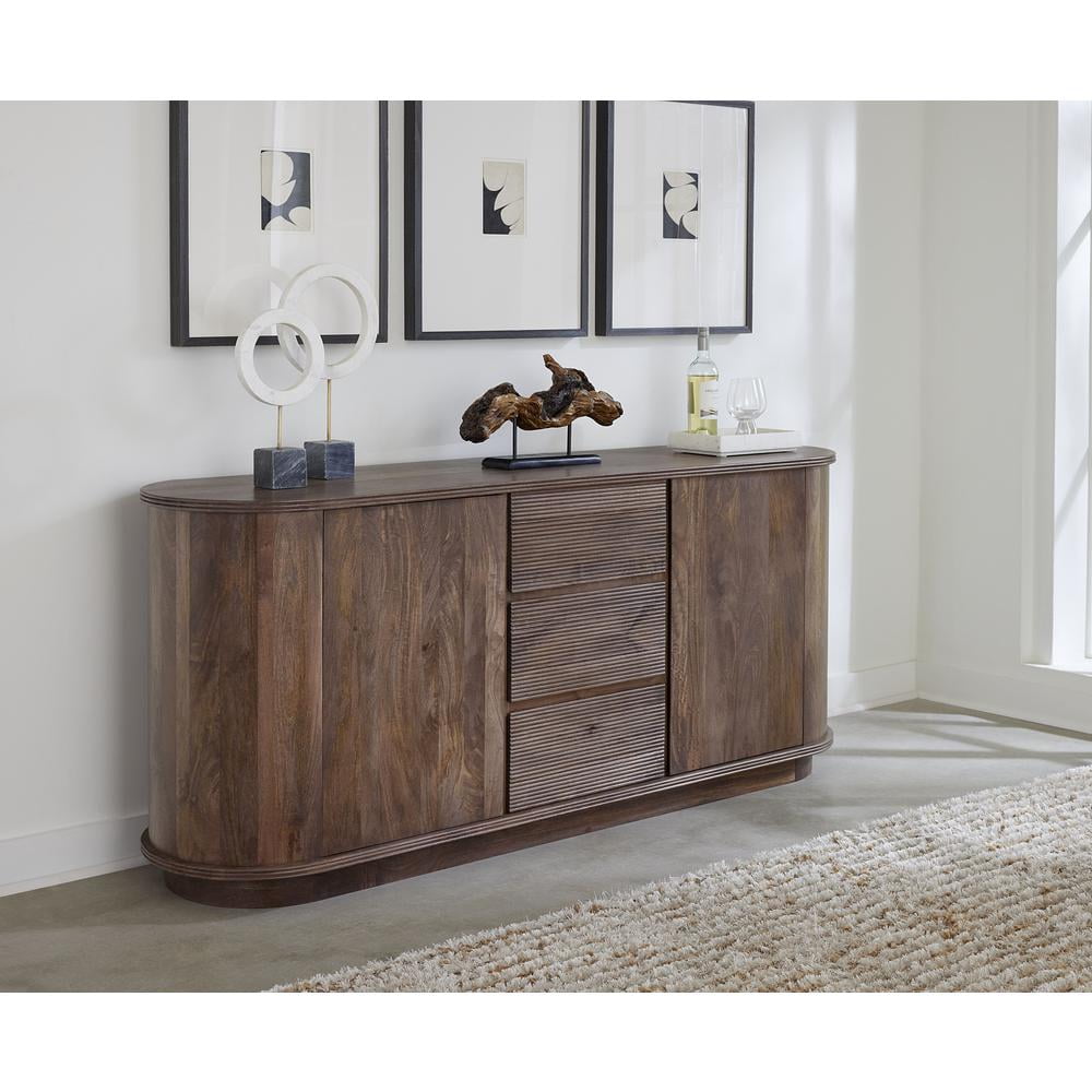 Modus Furniture Liyana Solid Wood Three Drawer Two Door Sideboard in ...