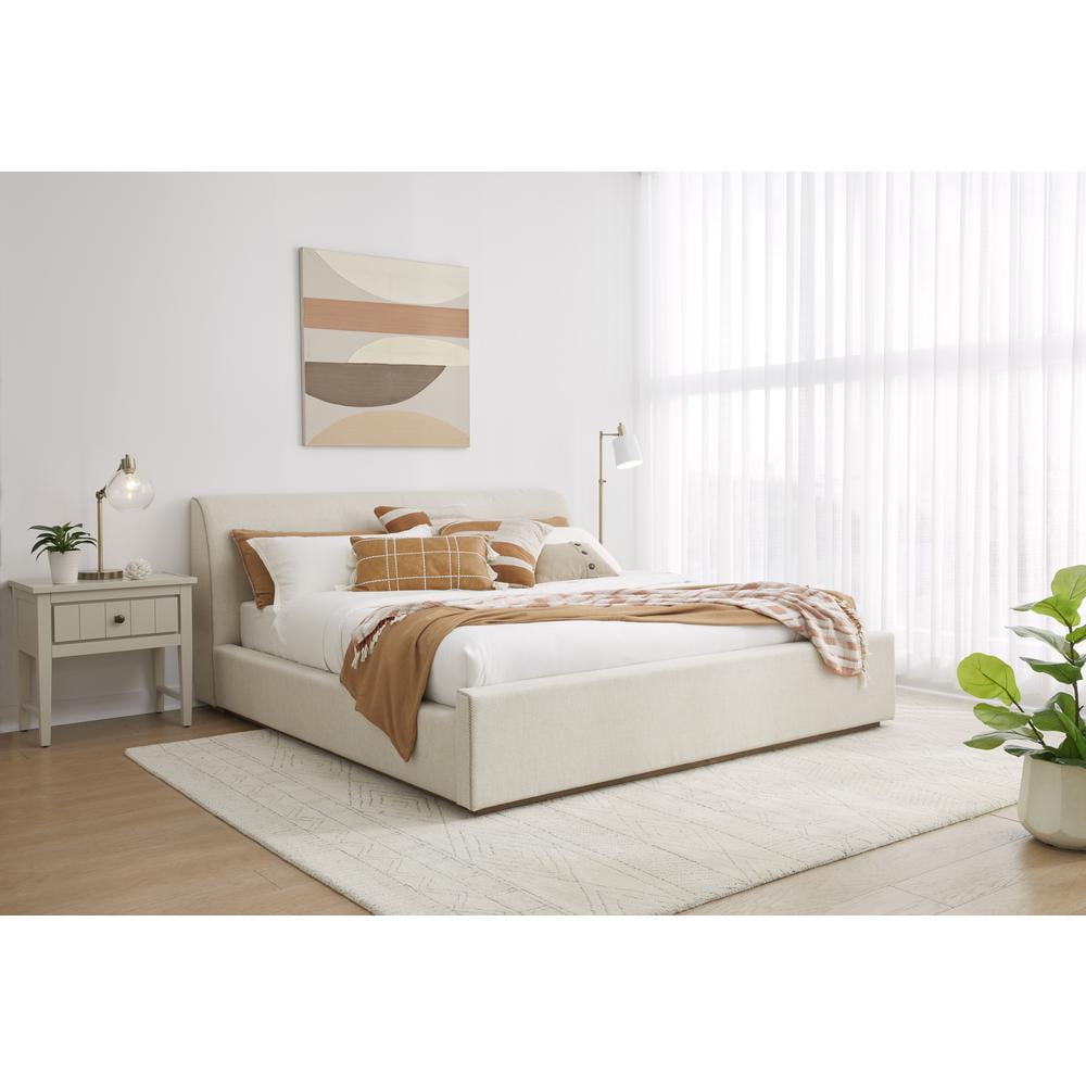 Modus Furniture Louis Upholstered Platform Bed in Natural Linen ...