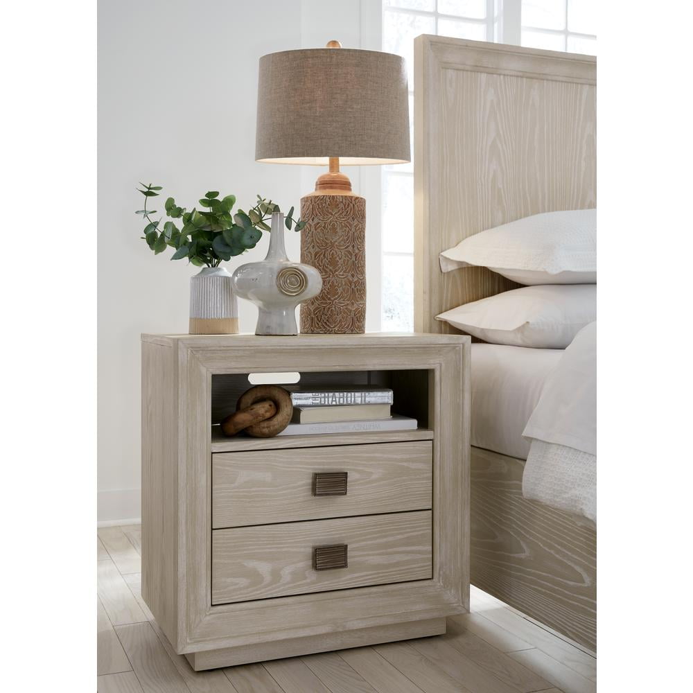 Modus Furniture Maxime Two Drawer USB-Charging Nightstand in Ash ...