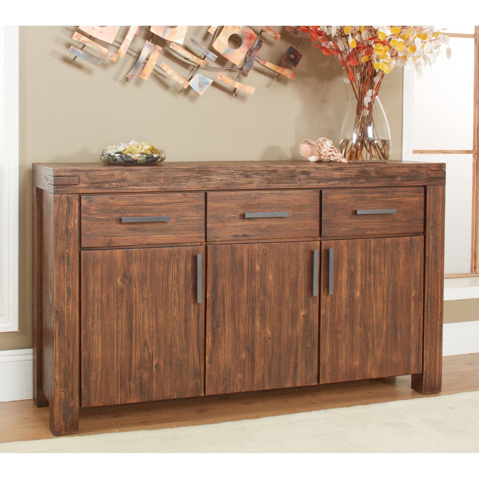 Alpine Furniture Newberry Wood Sideboard in Weathered Natural - Walmart.com