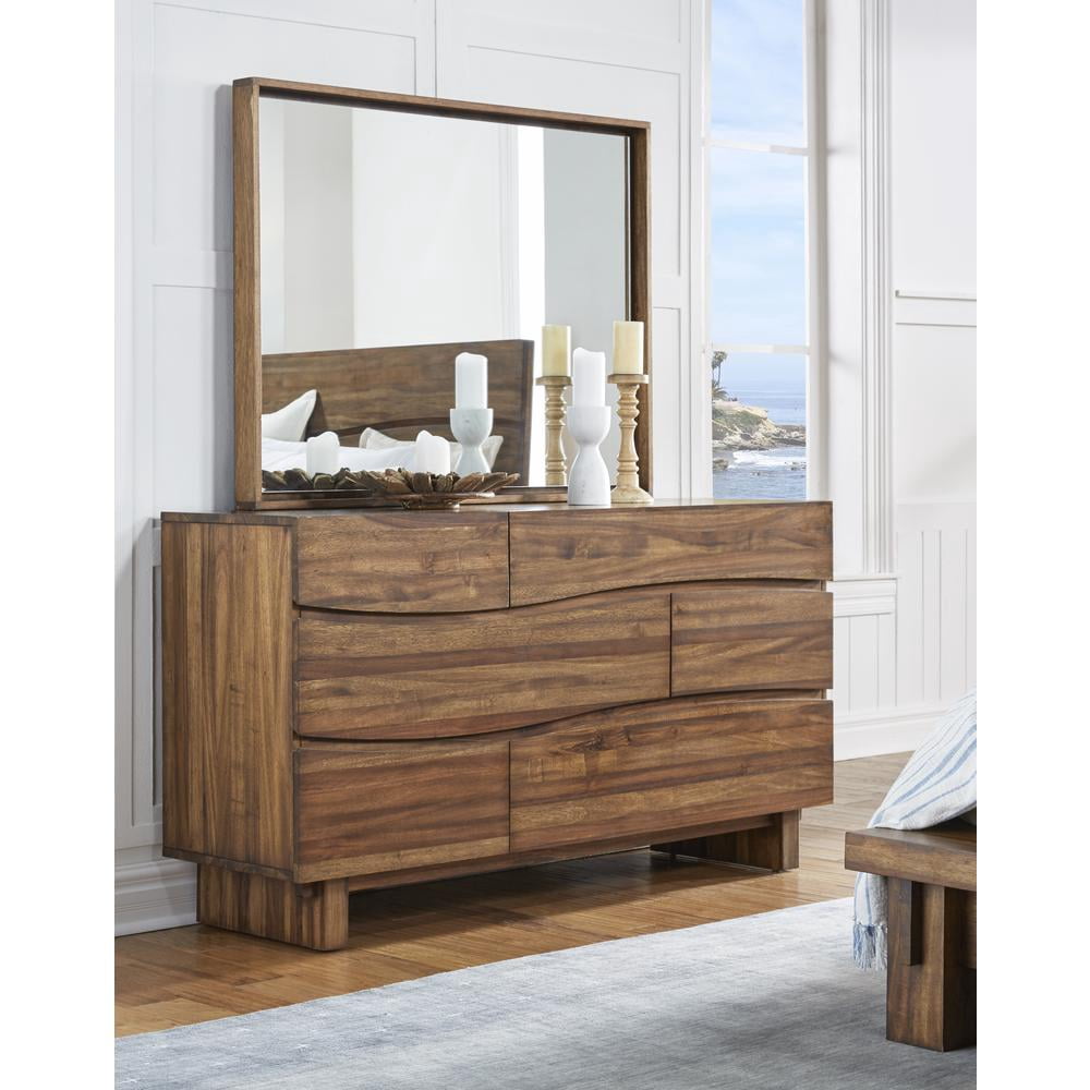 Modus Furniture Ocean Six Drawer Solid Wood Dresser in Natural Sengon ...