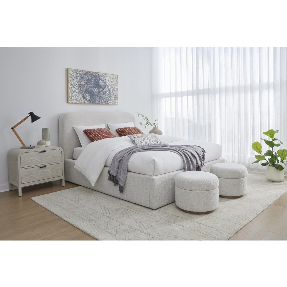 Modus Furniture Off-White Upholstered Platform Bed in Ricotta Boucle ...