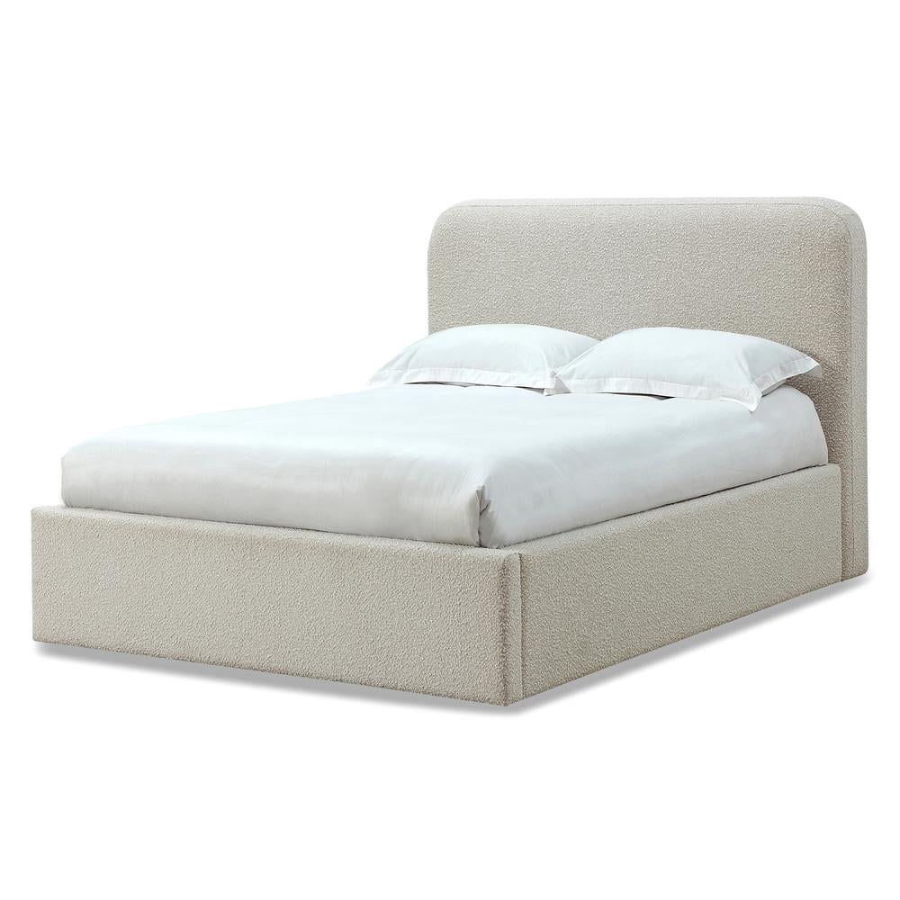 Modus Furniture Off-White Upholstered Platform Bed in Ricotta Boucle ...