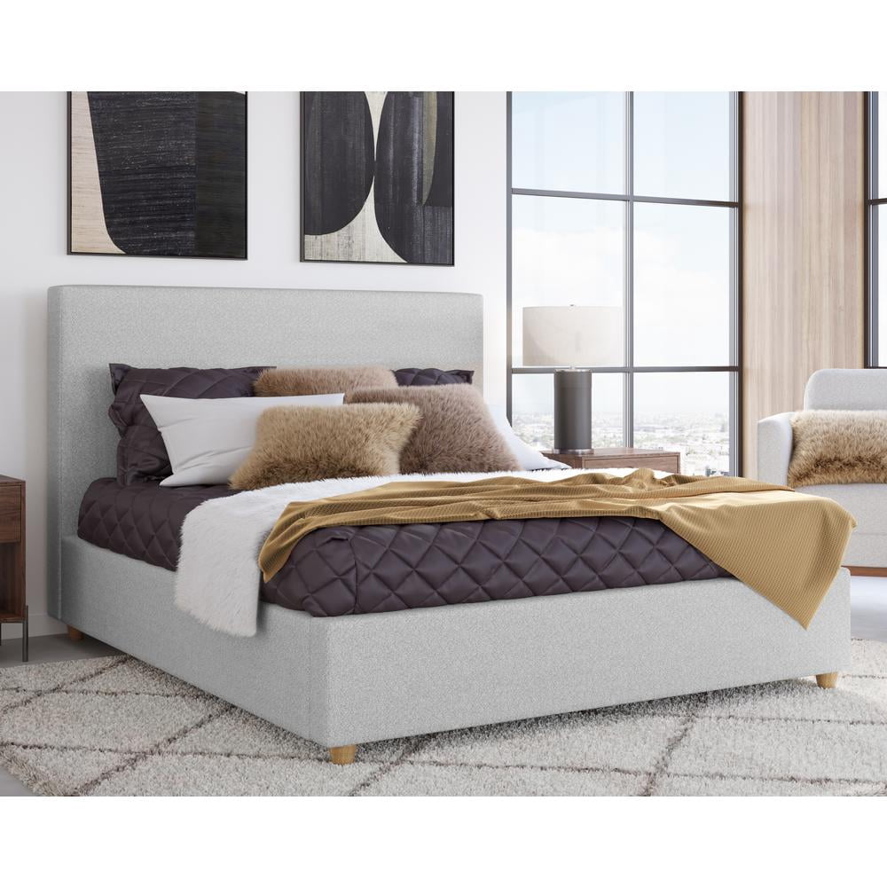 Modus Furniture Olivia Upholstered Platform Bed in Linen - Walmart.com