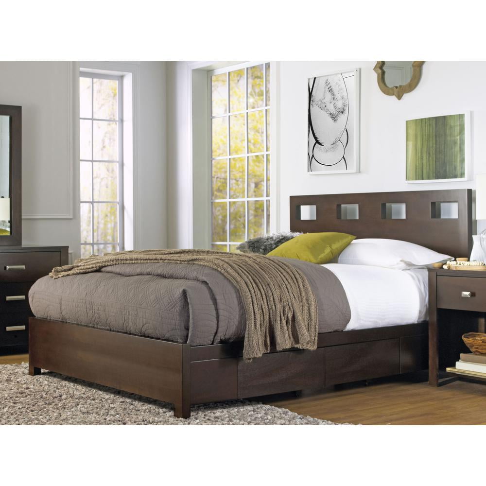 Modus Furniture Riva Wood Storage Bed in Chocolate Brown - Walmart.com