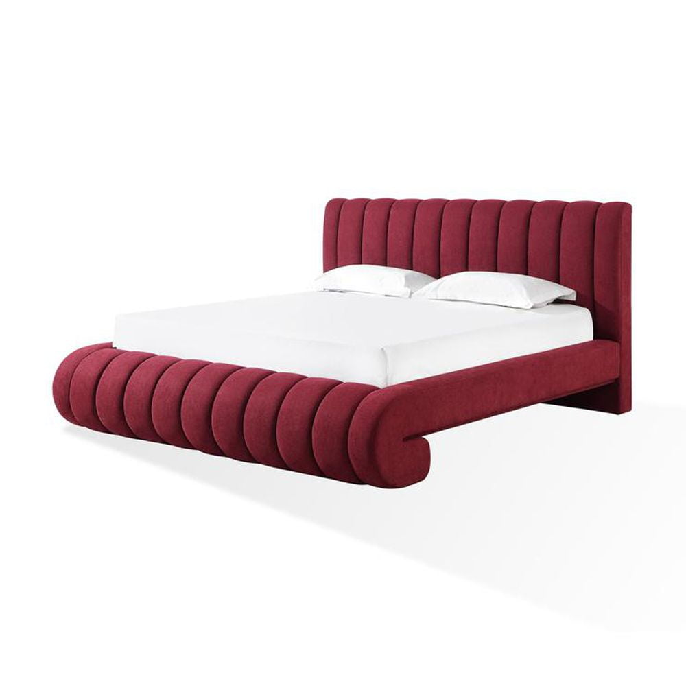 Modus Furniture Savage Maximalist Upholstered Bed in Ruby Chenille ...