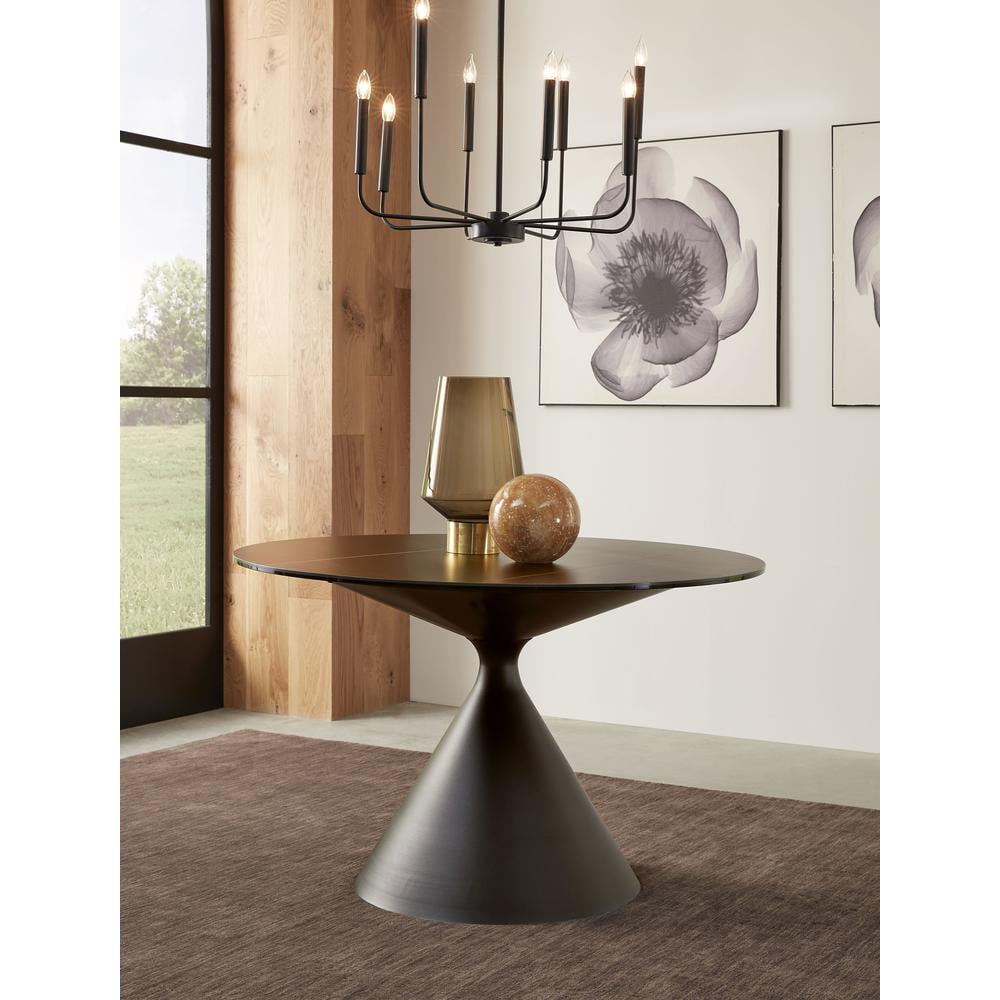 Modus Furniture Winston Stone Top Metal Base Round Dining Table in ...