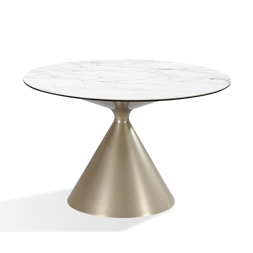 Modus Furniture Winston Stone Top Metal Base Round Dining Table in Oat ...