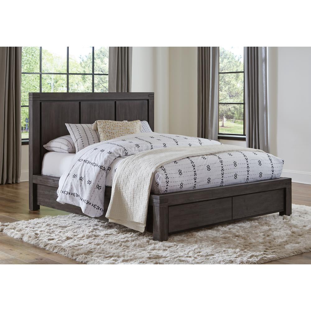 Modus Meadow Solid Wood Queen Storage Panel Bed in Graphite - Walmart.com