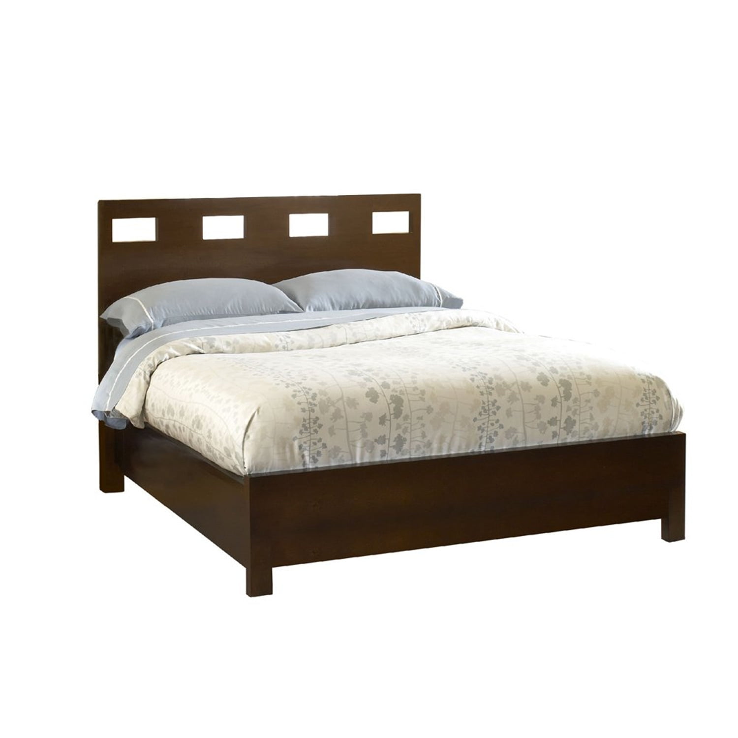 Modus Riva Modern Queen Solid Wood Panel Platform Bed in Chocolate ...