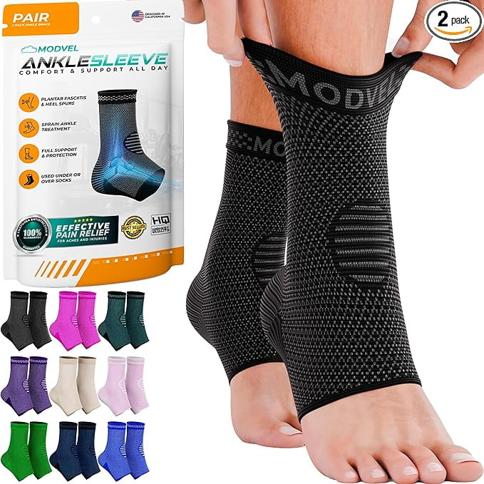 Modvel Foot & Ankle Brace Socks for Sprained Ankle Compression Sleeve ...