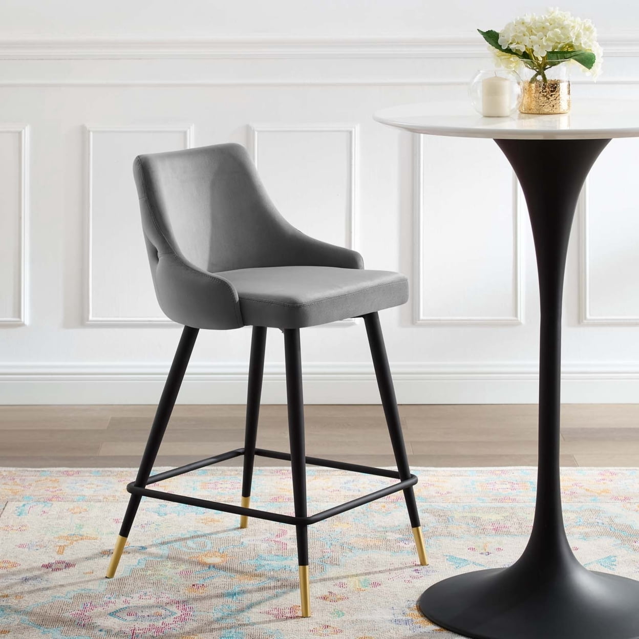 Modway Adorn 25.5" Modern Style Performance Velvet Counter Stool in ...