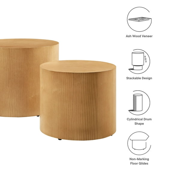 Modway Amani Round Nesting Coffee TablesSet of 2 in Natural - Walmart.com
