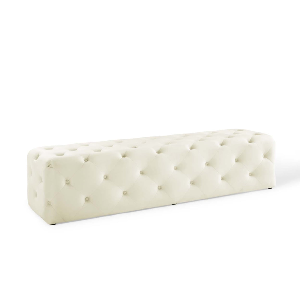 Modway Amour 72" Button Tufted Velvet Entryway Bench in Ivory - Walmart.com