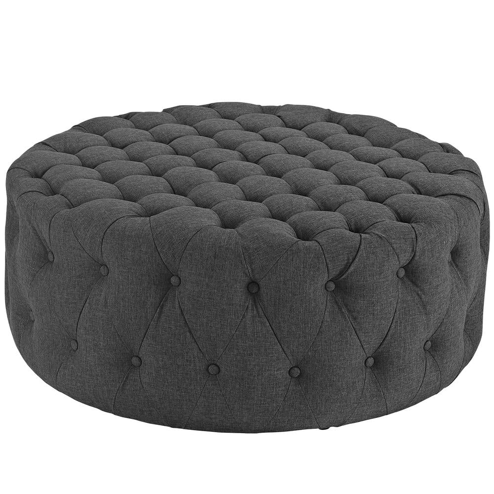 Modway Amour Modern Upholstered Fabric and Solid Wood Ottoman in Gray ...