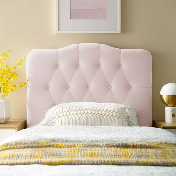 Modway Annabel Twin Diamond Tufted Performance Velvet Headboard in Pink ...
