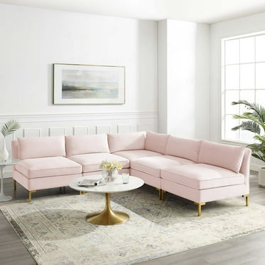 Modway Ardent 4-Piece Performance Velvet Modular Sectional Sofa in Pink ...