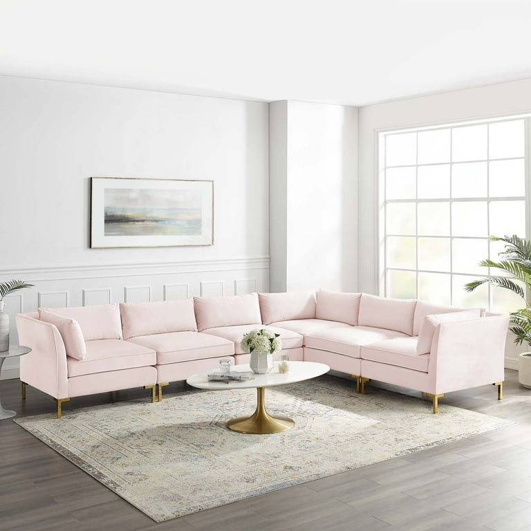 Pale Pink Sectional Sofa | Baci Living Room