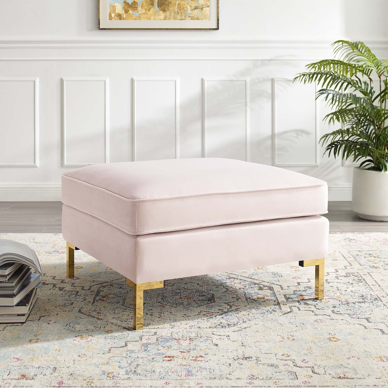 Modway Ardent Performance Velvet Ottoman in Pink - Walmart.com