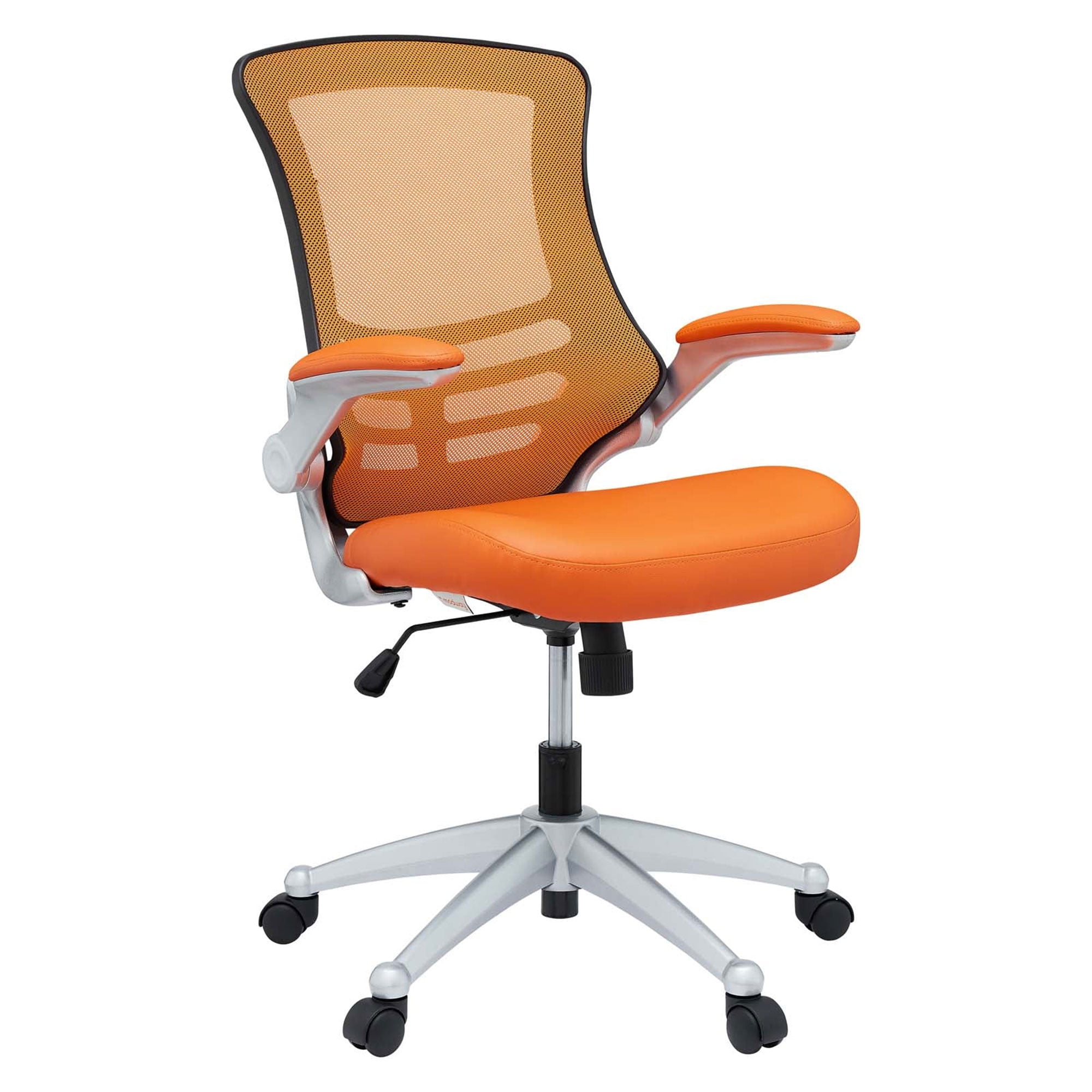 Modway Attainment Office Chair, Modern Vinyl, Orange, Flip-Up Arms ...