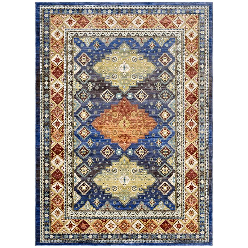 Atzi Distressed Southwestern Diamond Floral 8x10 Area Rug in ...