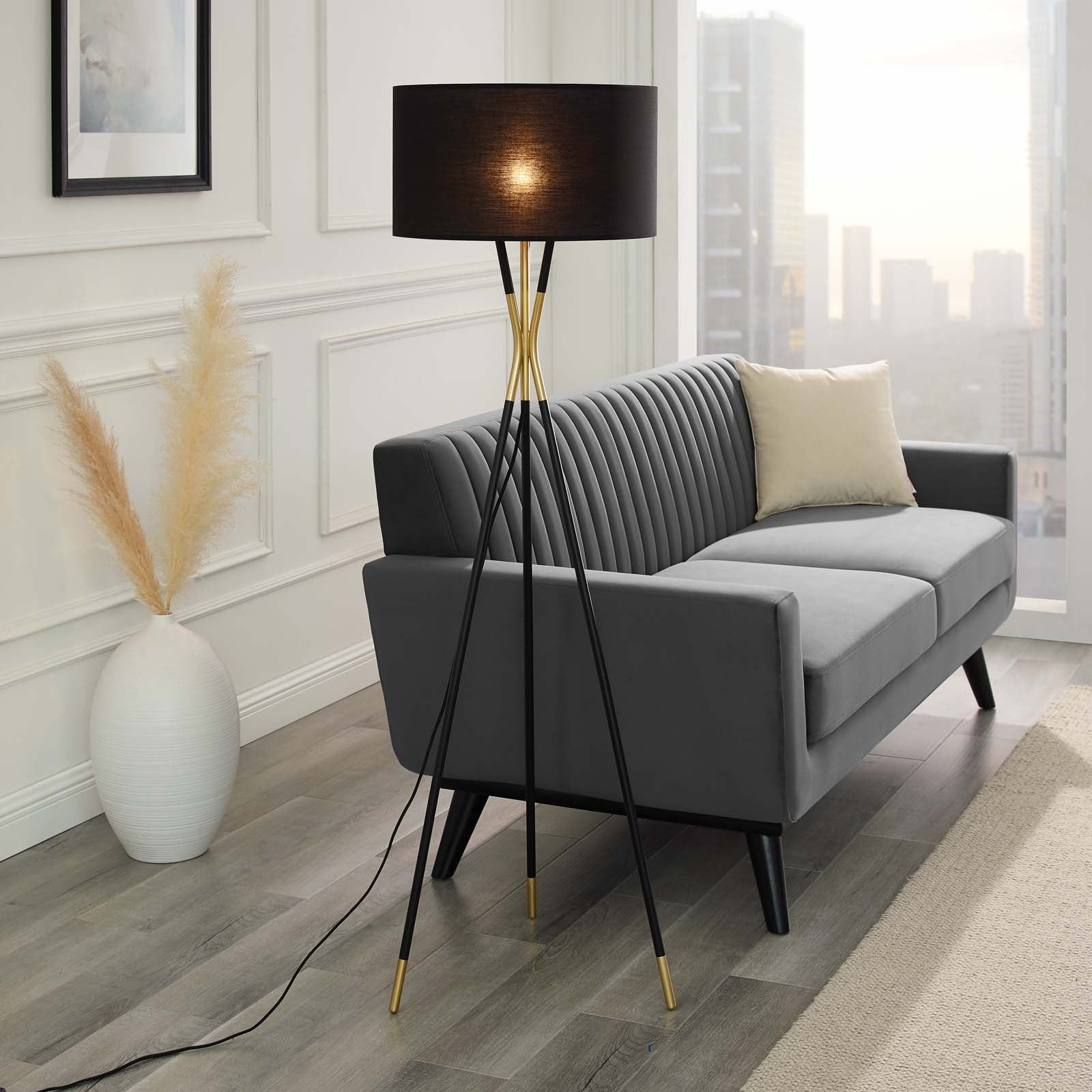 Modway Audrey Standing Floor Lamp in Black Black - Walmart.com