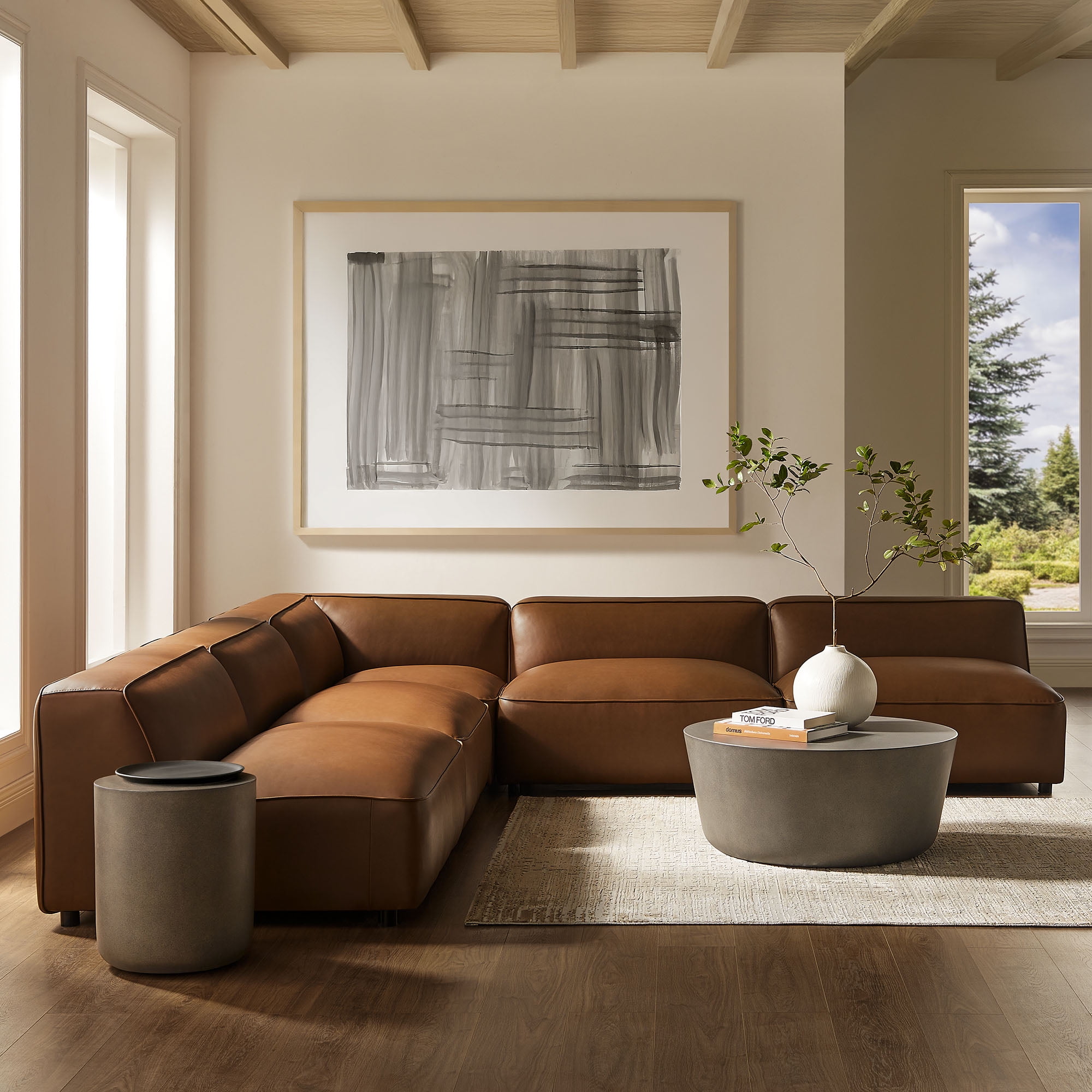 Modway Auren 5-Piece Leather Upholstered Sofa in Coffee - Walmart.com
