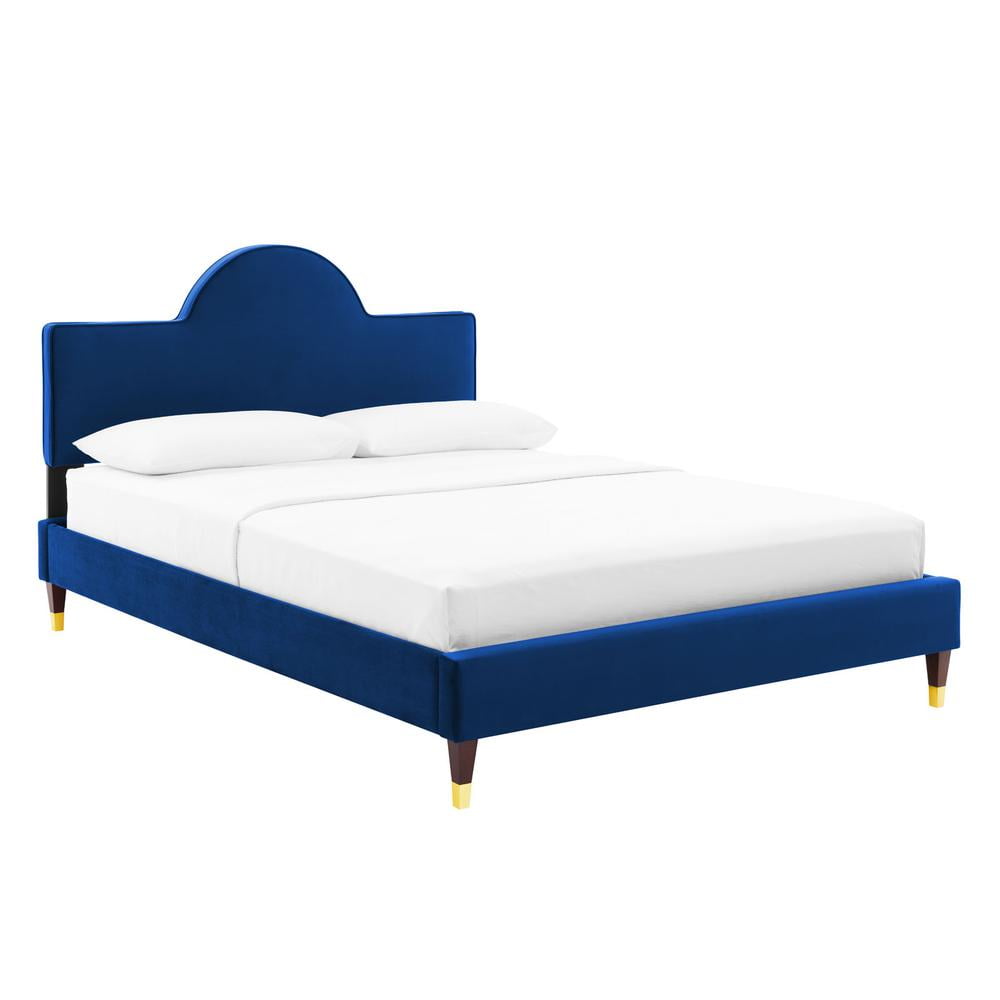 Modway Aurora Performance Velvet Full Bed in Navy - Walmart.com