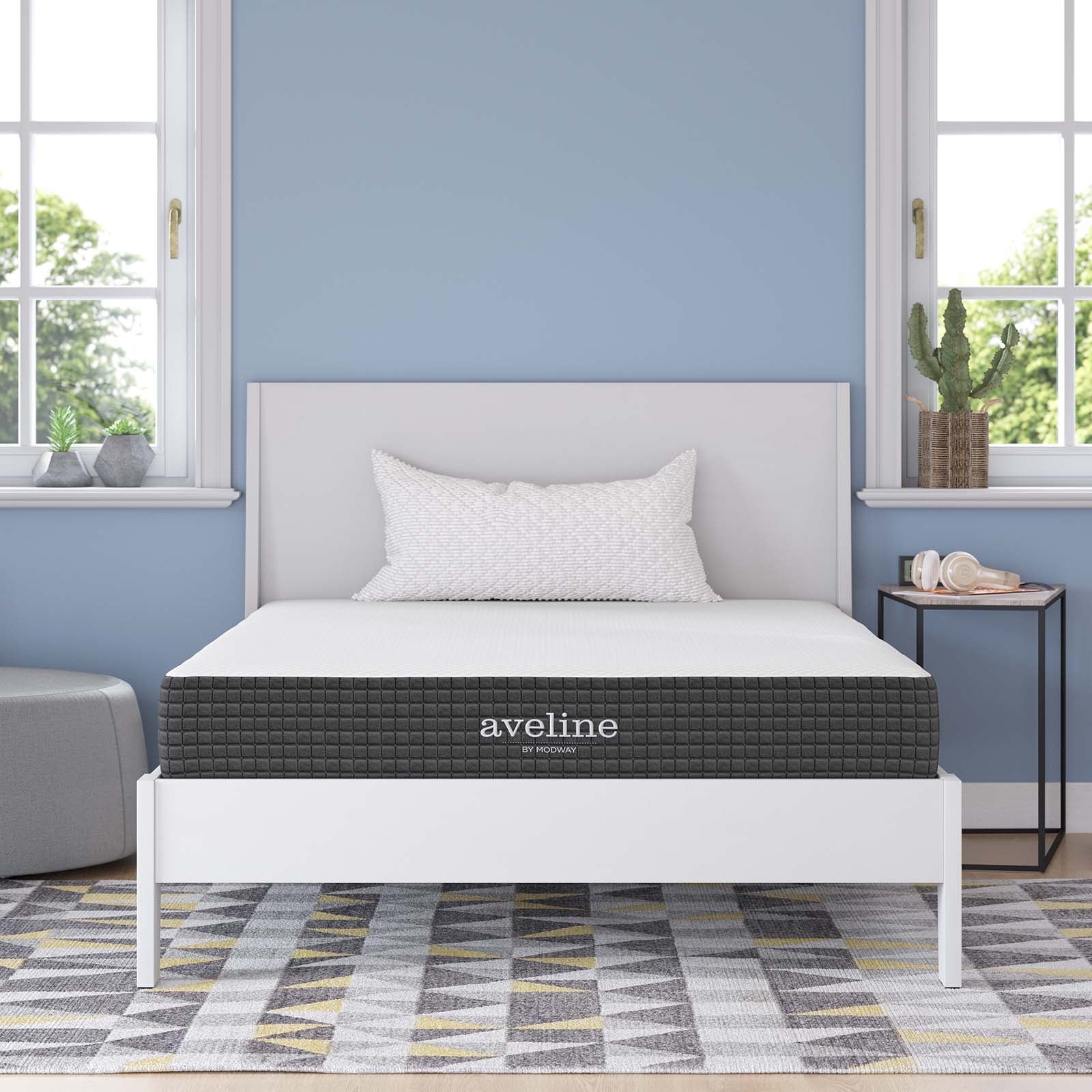 "Modway Aveline 8"" Full Size Cooling Memory Foam Mattress, White, Bed ...