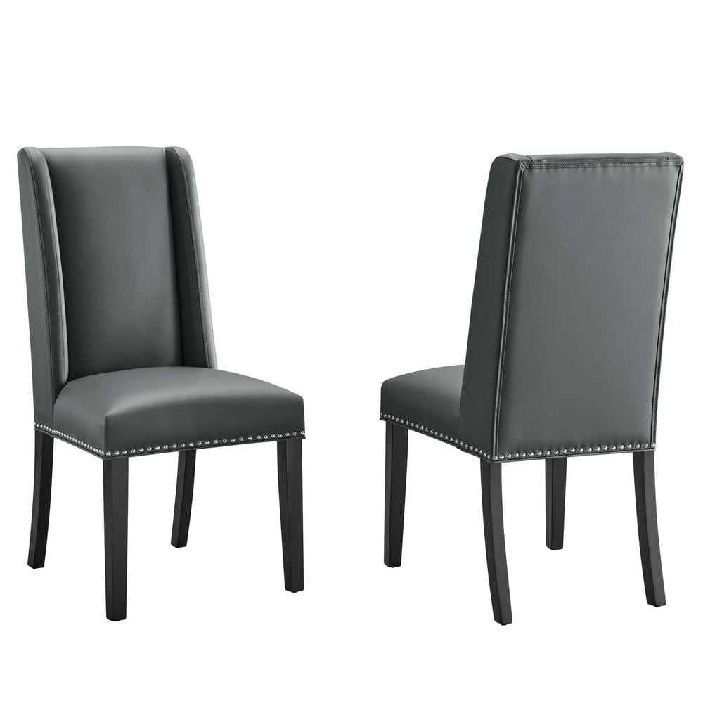 Modway Baron Dining Chair Vinyl Set of 2 in Gray - Walmart.com