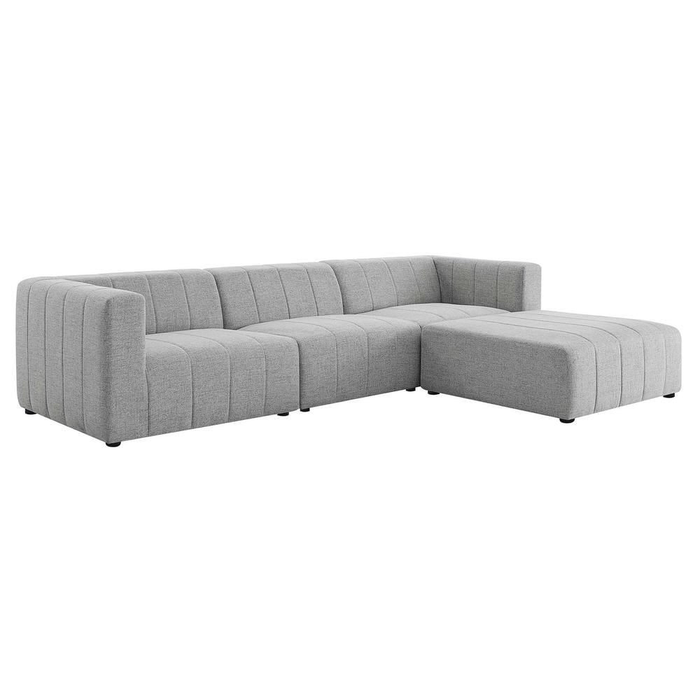 Modway Bartlett Upholstered Fabric 4-Piece Sectional Sofa in Light Gray ...