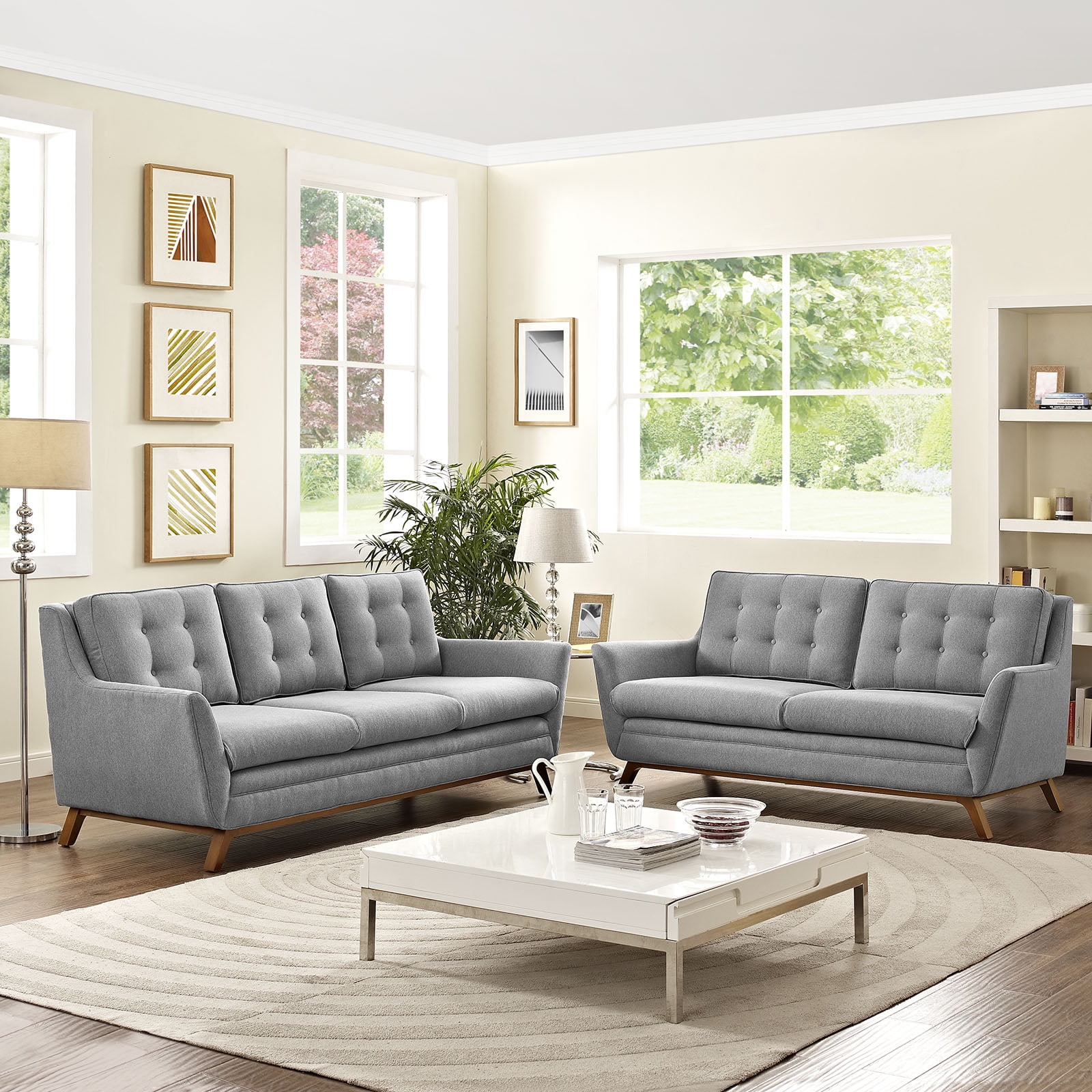 Modway Beguile Living Room Set Upholstered Fabric Set of 2 in ...