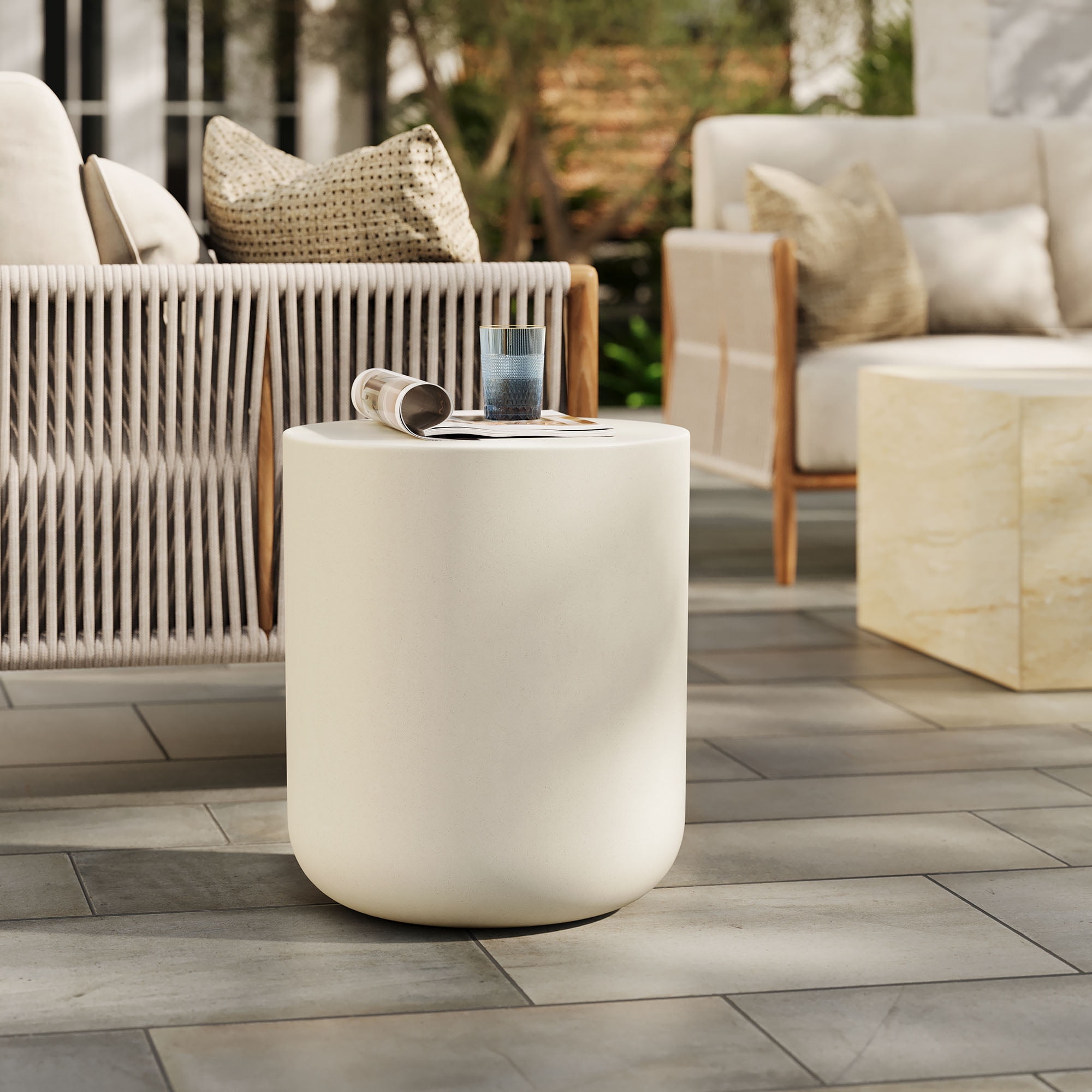 Modway Brion Indoor - Outdoor Patio Concrete Stool in White - Walmart.com