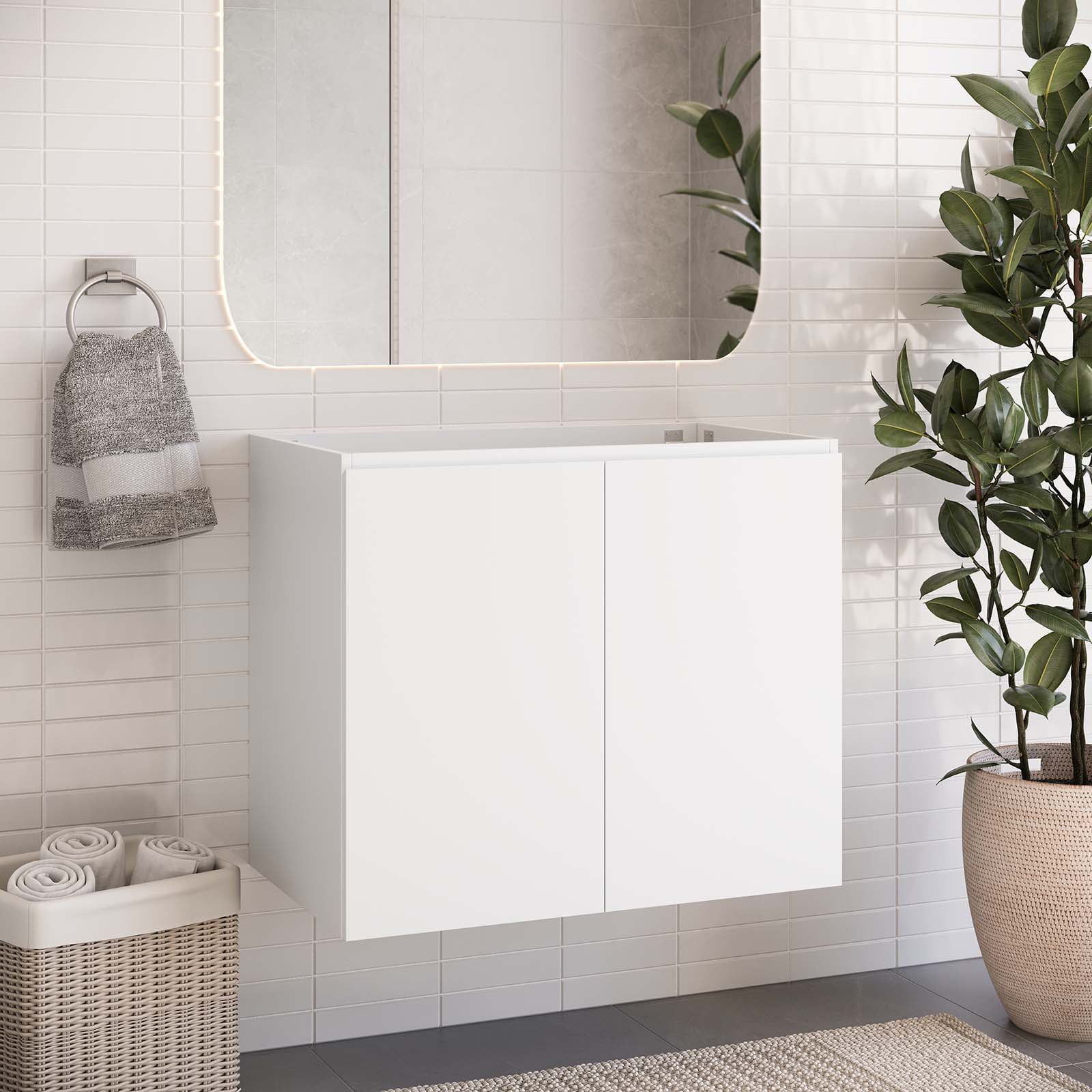 Modway Bryn 30" Wall-Mount Vanity in White (Sink Not Included ...