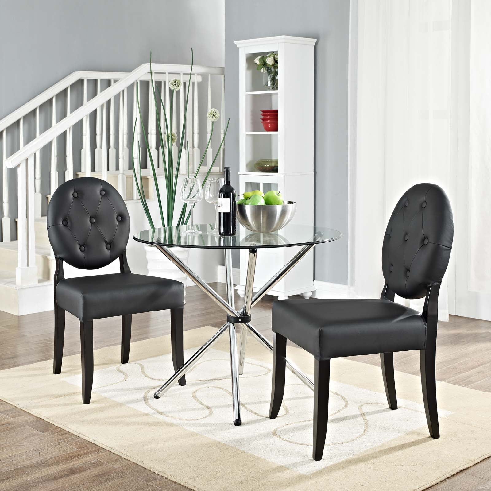 Modway Button Dining Side Chair Set of 2 in Black - Walmart.com