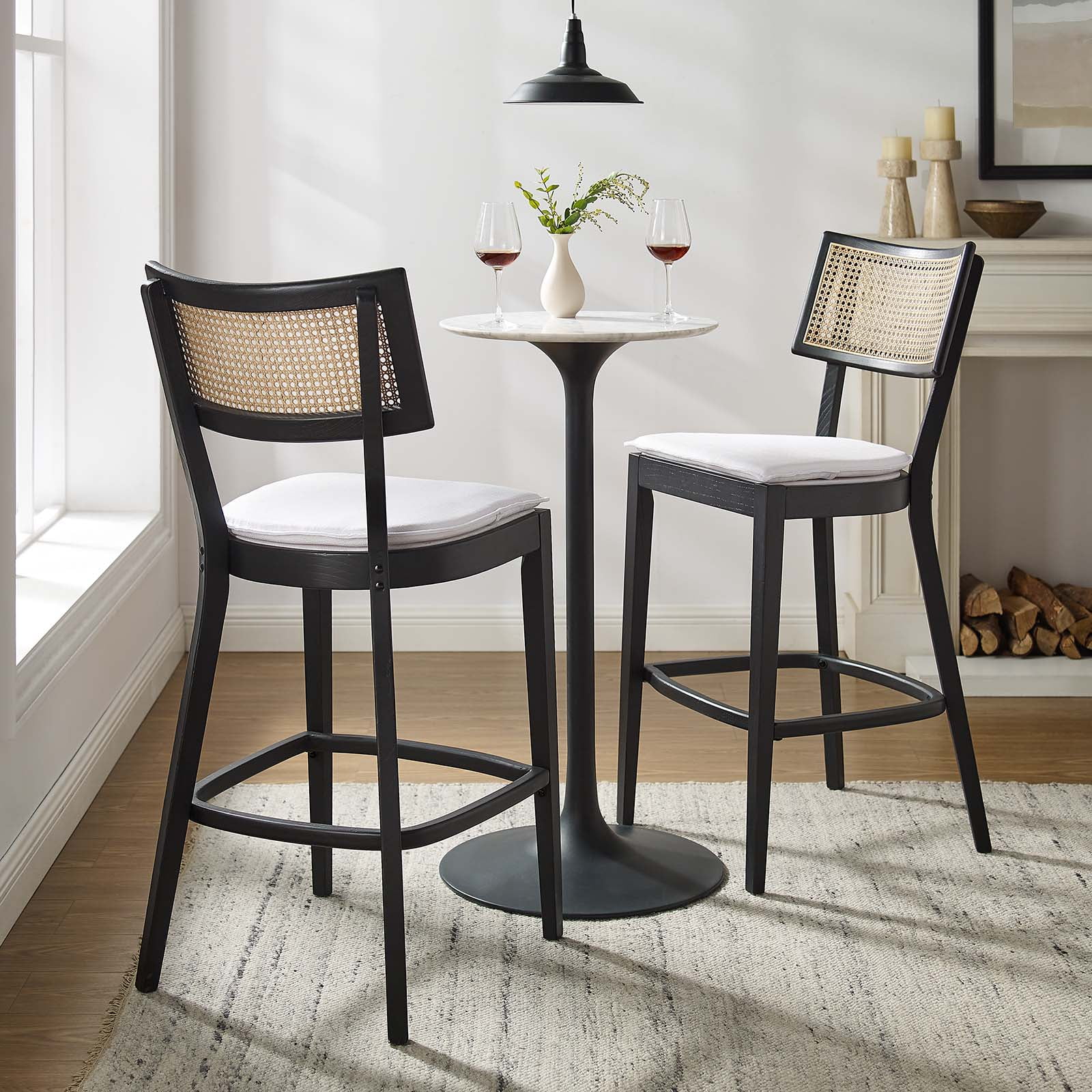 Caledonia Wood Bar Stools - Set of 2 in Black White - Walmart.com