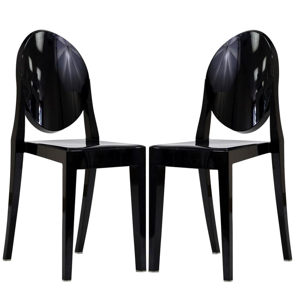 Modway Casper 18.5" Sturdy Acrylic Plastic Dining Chairs in Black (Set ...