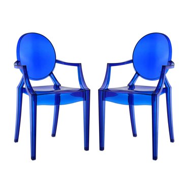 Modway Casper 18.5" Sturdy Acrylic Plastic Dining Chairs in Blue (Set ...