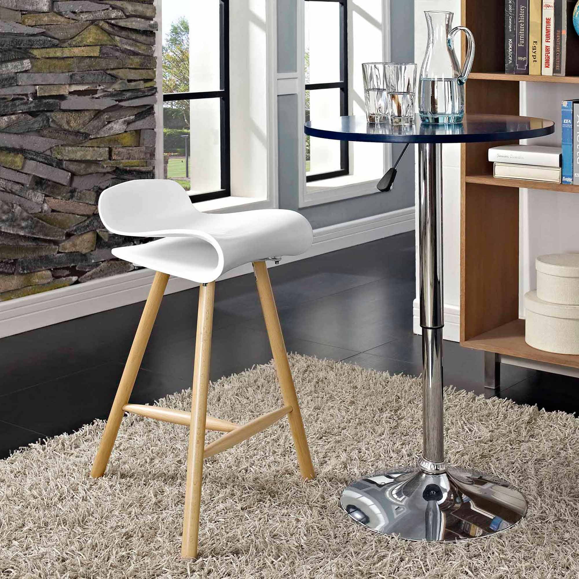 Modway Clip Powder-Coated Steel Seat Bar Stool in White - Walmart.com