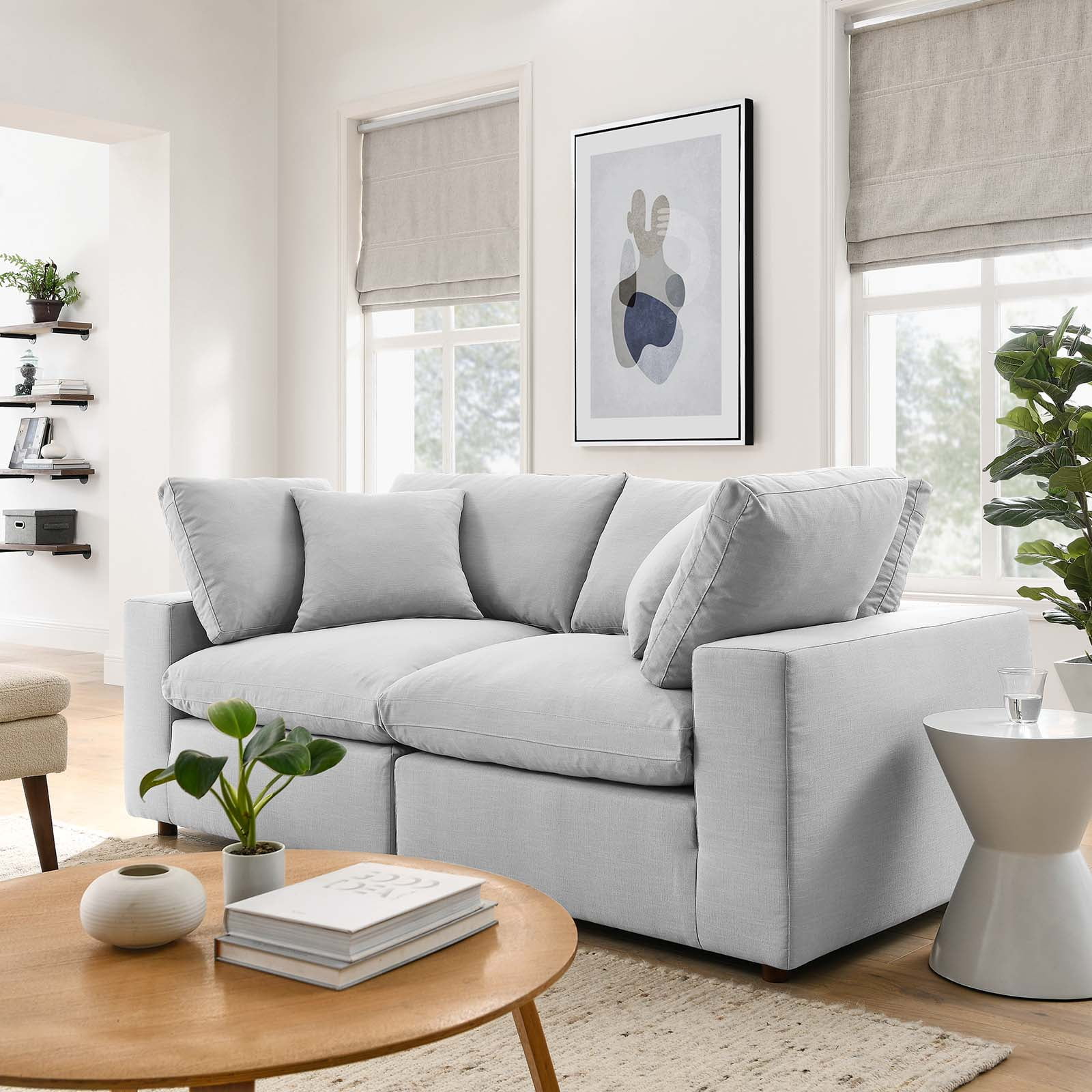 Modway Commix 2 Piece Down Filled Overstuffed Sectional Sofa Set in ...
